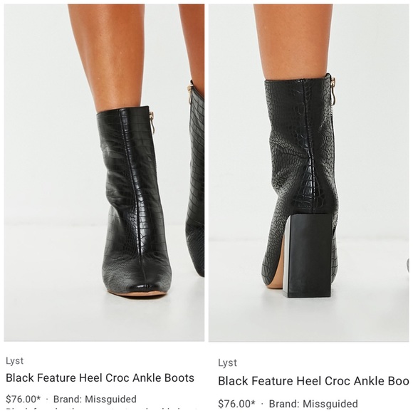 Missguided | Shoes | Missguided Black Croc Ankle Boots | Poshmark